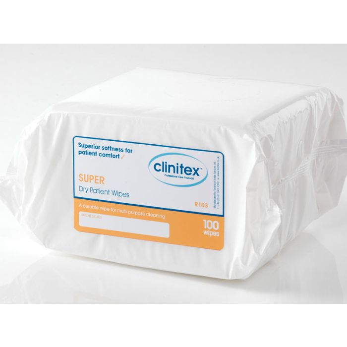 Clinitex Dry Patient Wipes Super 18PKS X 100 | Janitorial Direct