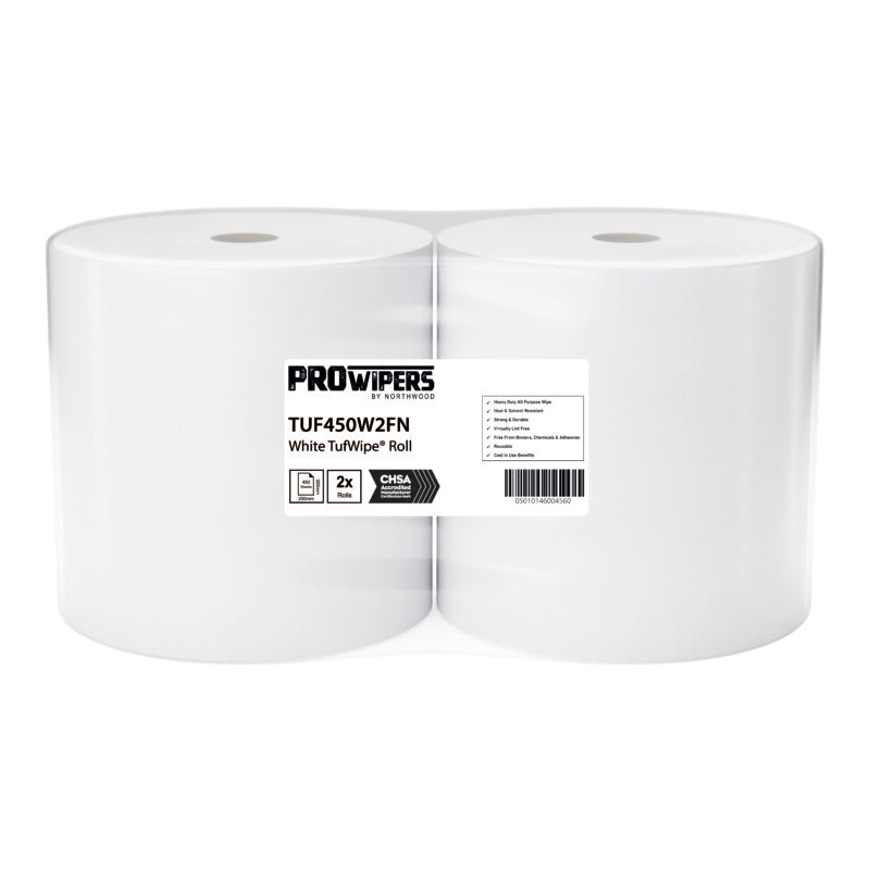 Tufwipe 1ply White Wiper Roll 450 sheet x2
