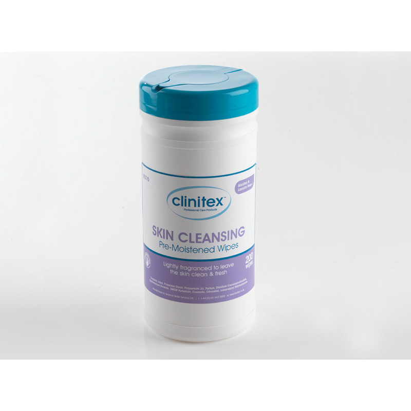 Clinitex Skin Cleansing Wipes Lrg 12 Tubs 200 - Janitorial Direct
